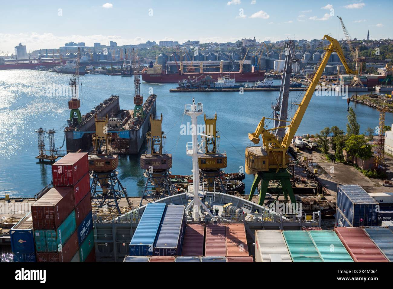 Odessa, Ukraine SIRCA 2018: Container ship in port at container ...