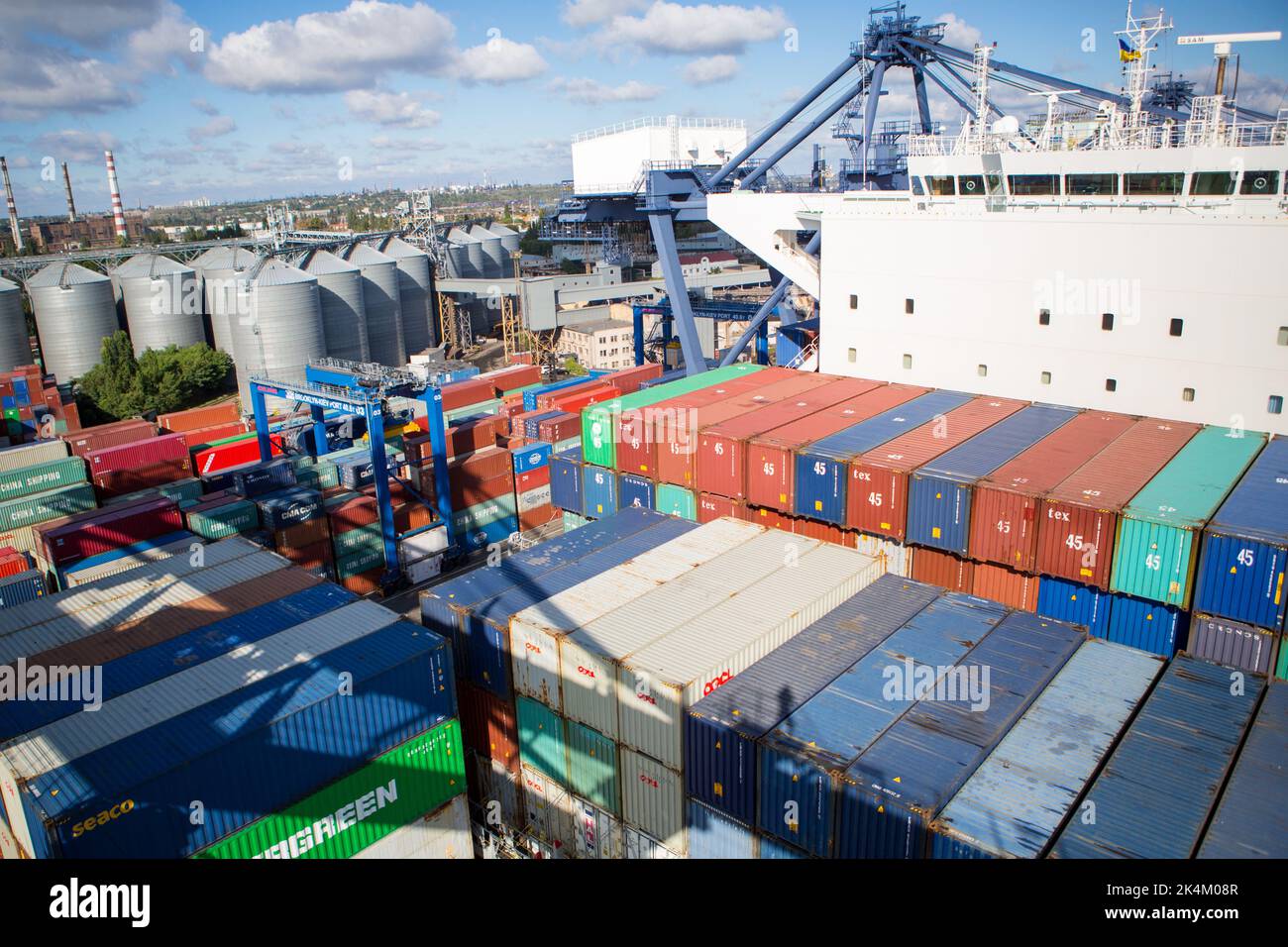 Odessa, Ukraine SIRCA 2018: Container ship in port at container ...