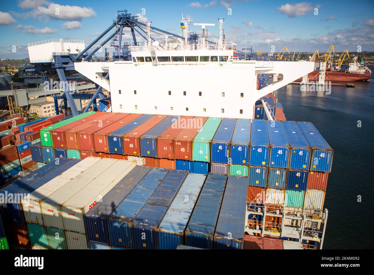 Odessa, Ukraine SIRCA 2018: Container ship in port at container ...