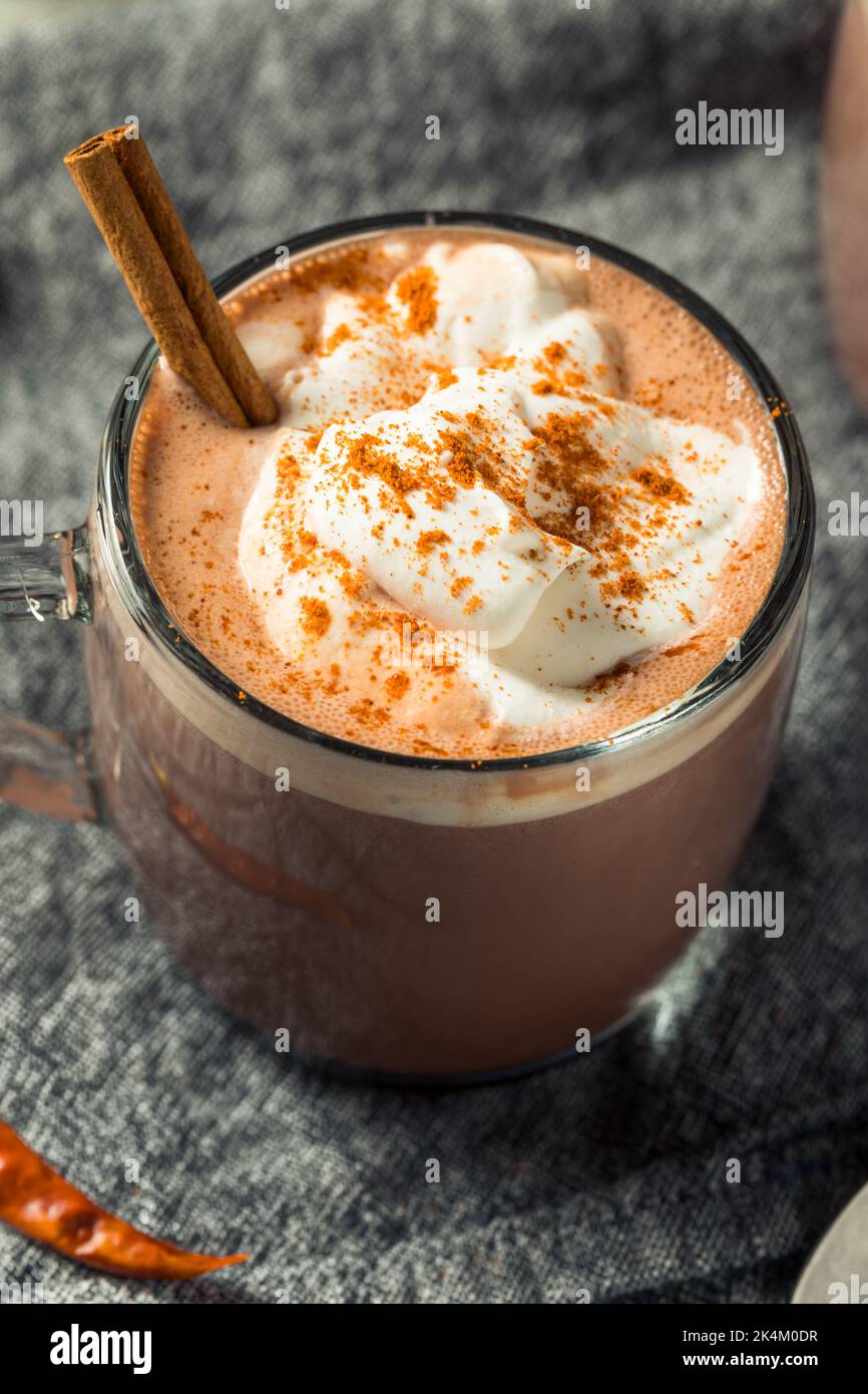 Homemade Spicy Mexican Hot Cocoa Chocolate with Cinnamon and Cayenne Stock Photo - Alamy