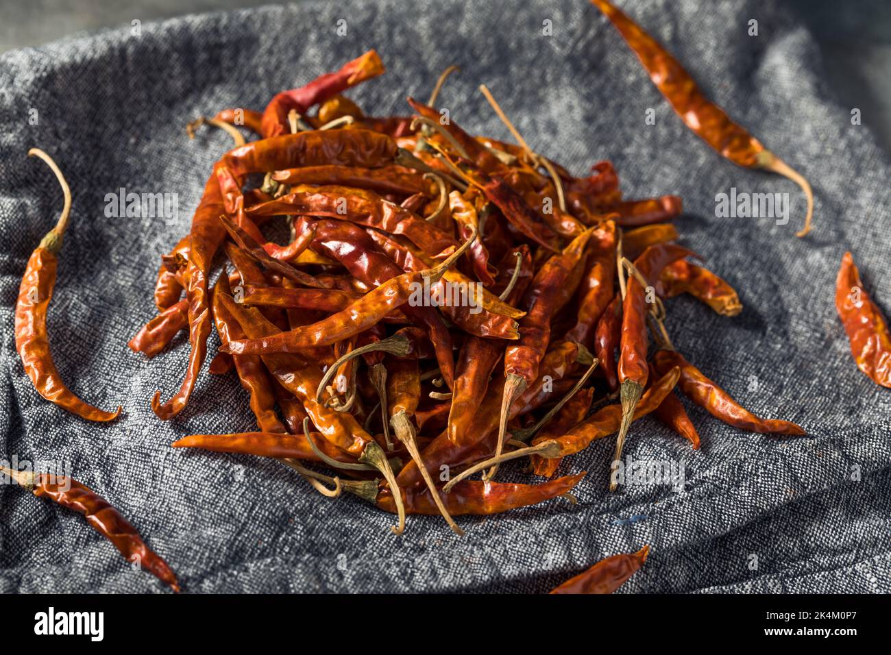 Dry Red Organic Chile De Arbol Peppers in a Bunch Stock Photo - Alamy