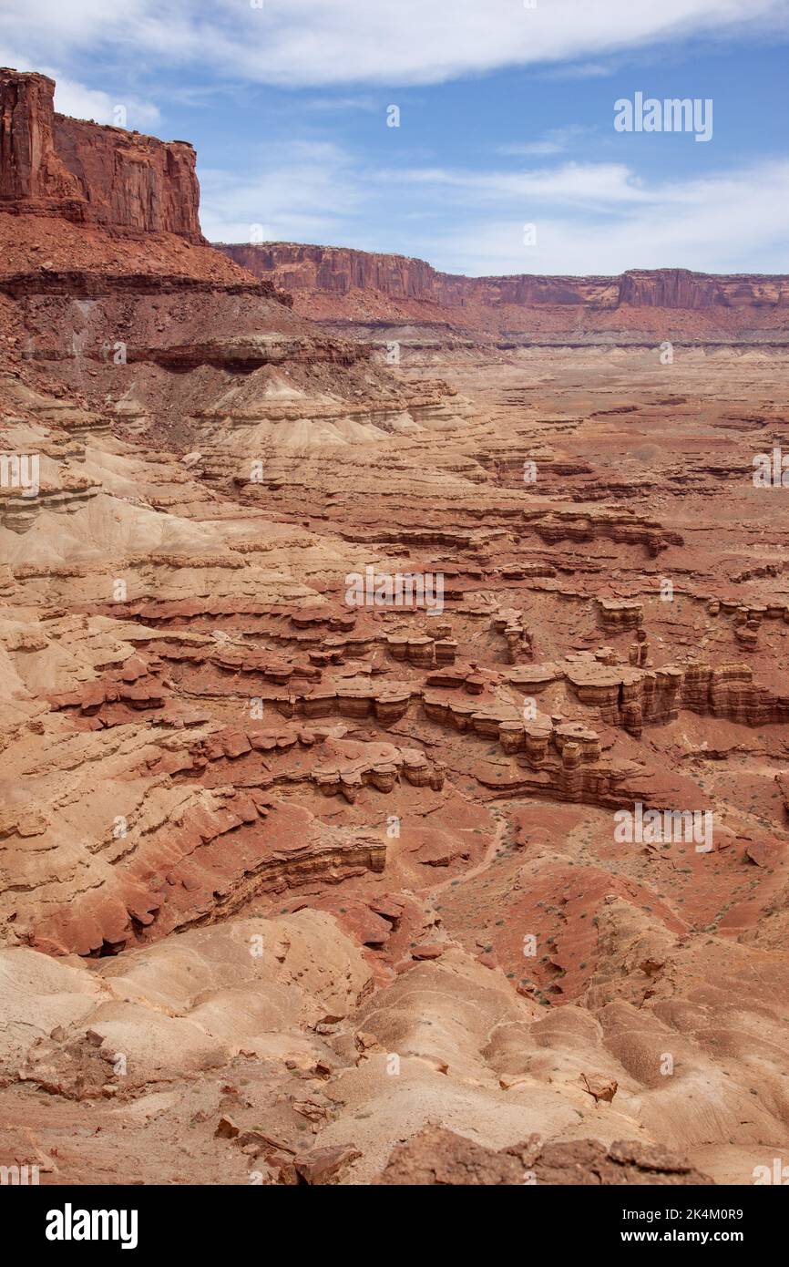 Eroded badland formations below Bighorn Mesa on the White Rim Trail ...