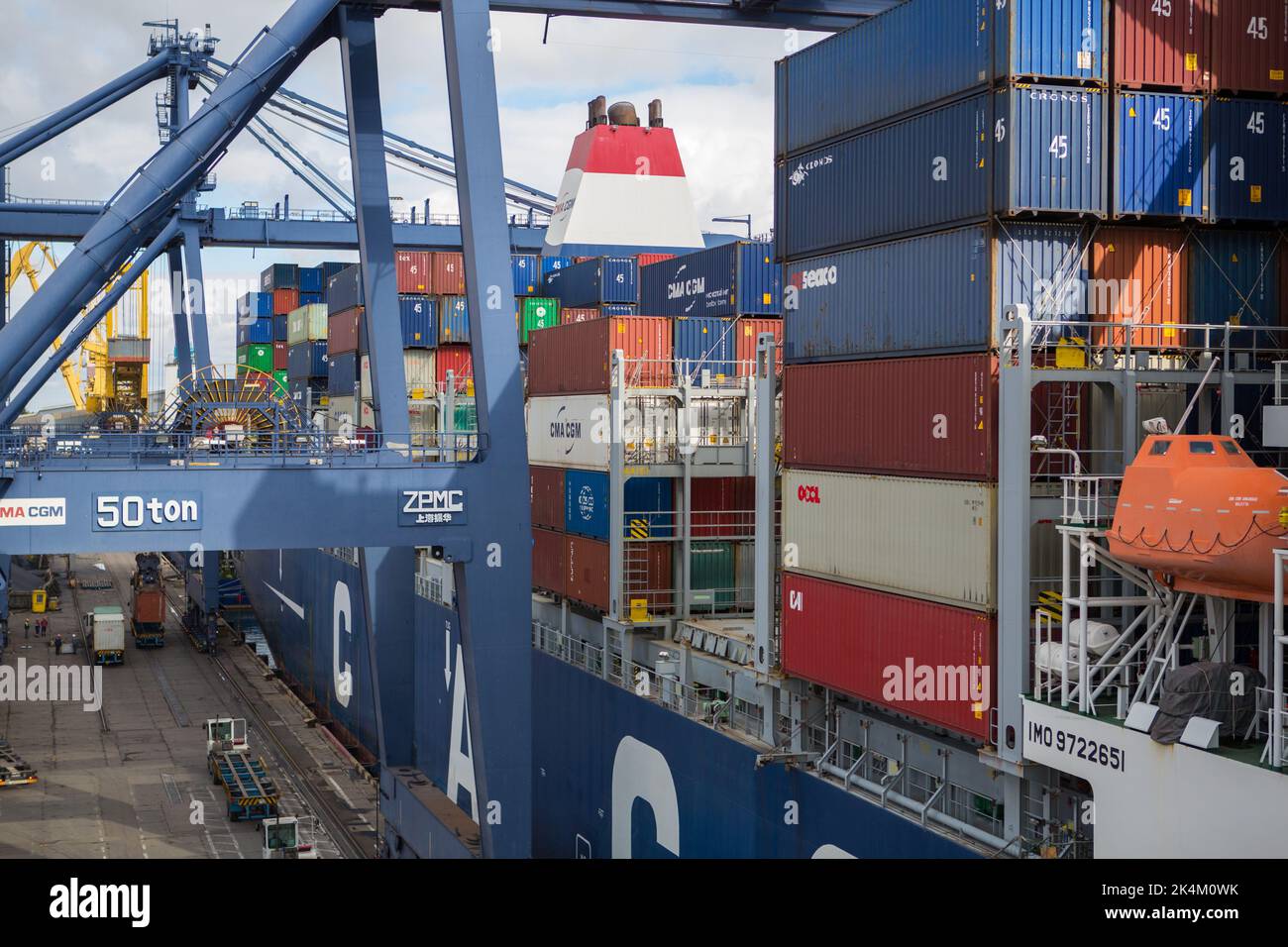 Odessa, Ukraine SIRCA 2018: Container ship in port at container ...