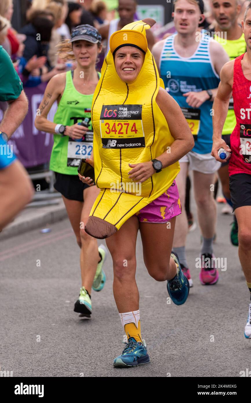 Jessica Marlier running in the TCS London Marathon 2022, on Tower ...