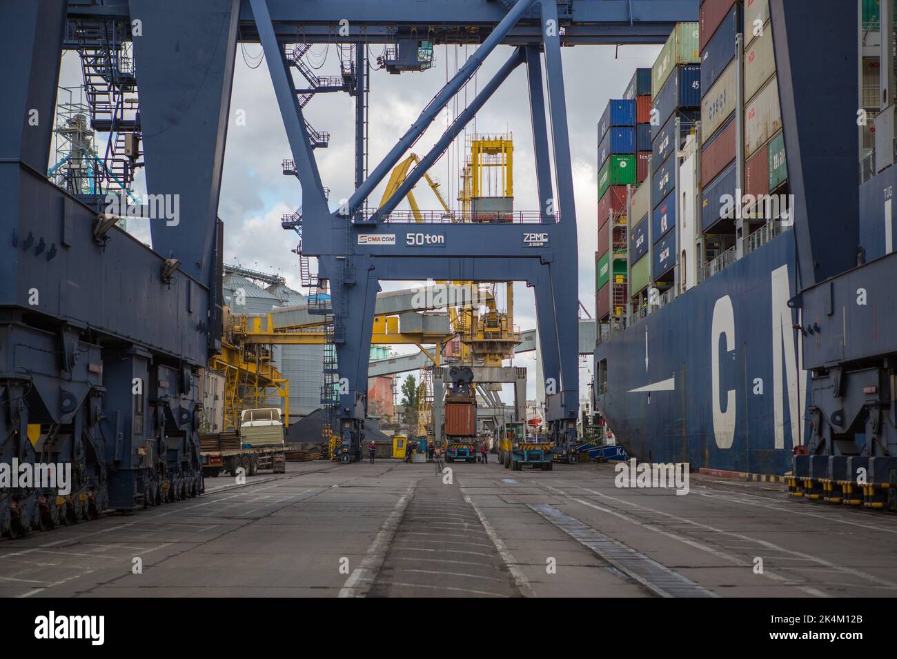Odessa, Ukraine SIRCA 2018: Container ship in port at container ...