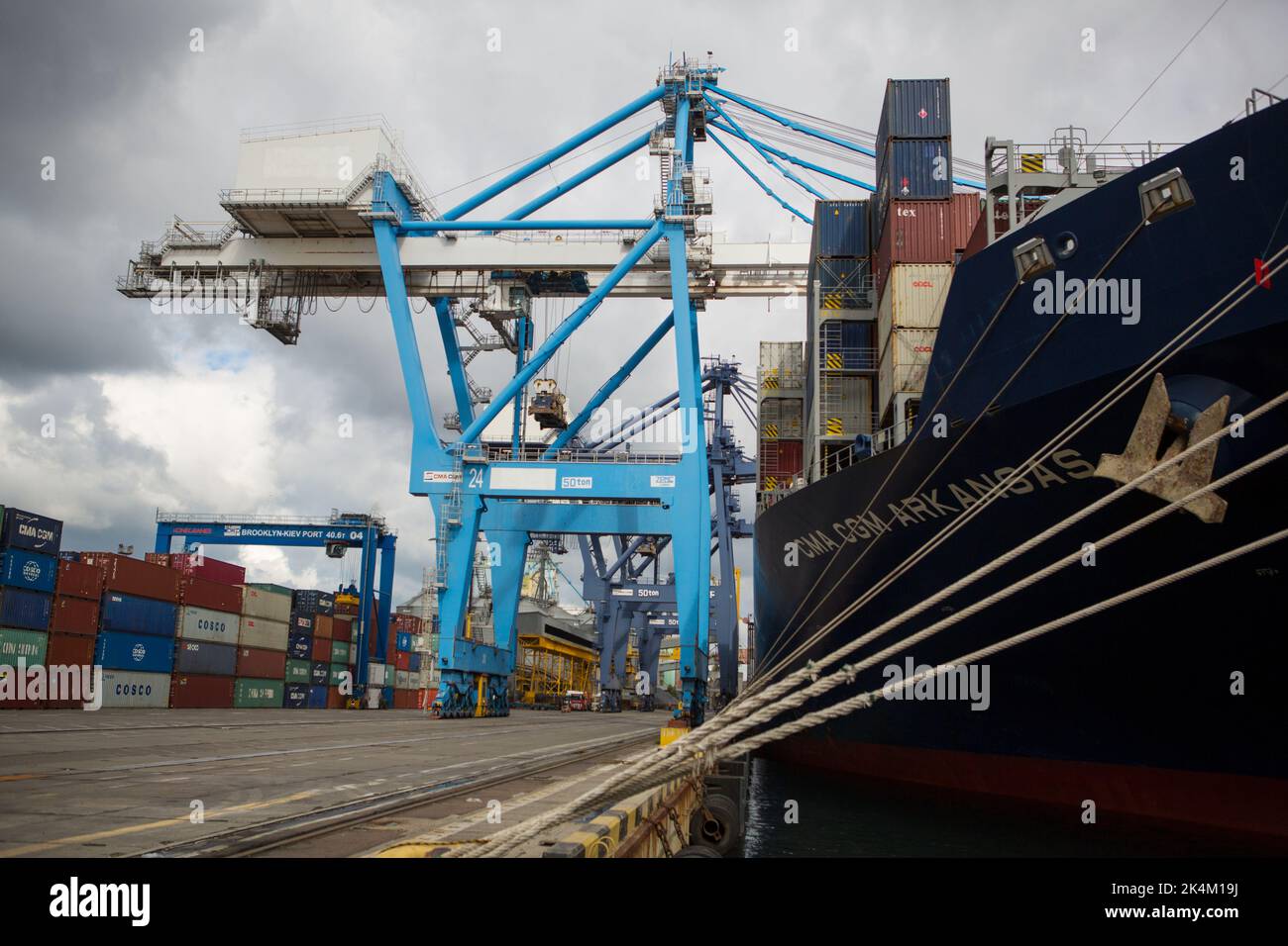 Odessa, Ukraine SIRCA 2018: Container ship in port at container ...