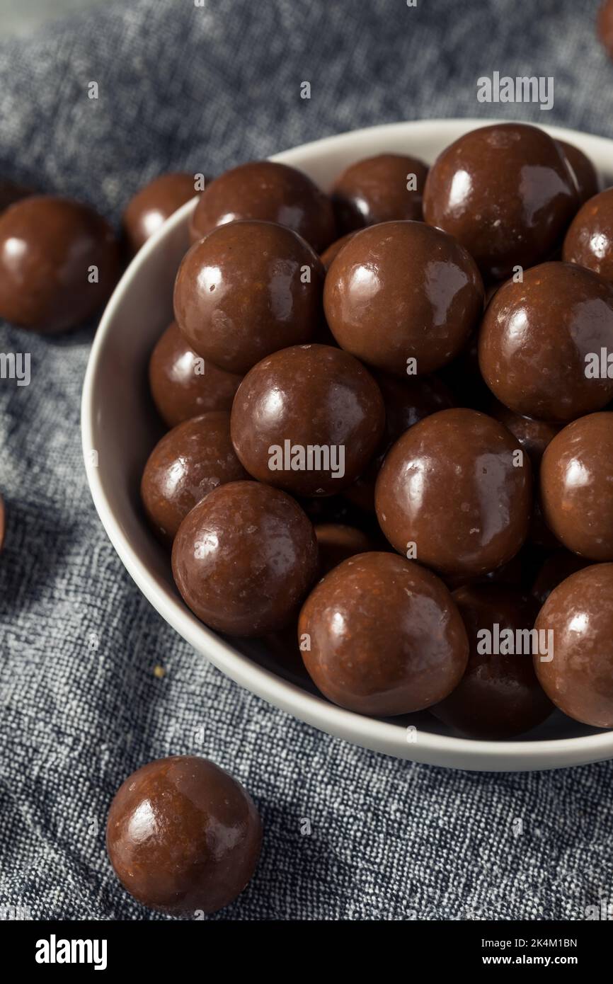 Sweet Chocolate Malted Milk Balls Ready to Eat Stock Photo - Alamy