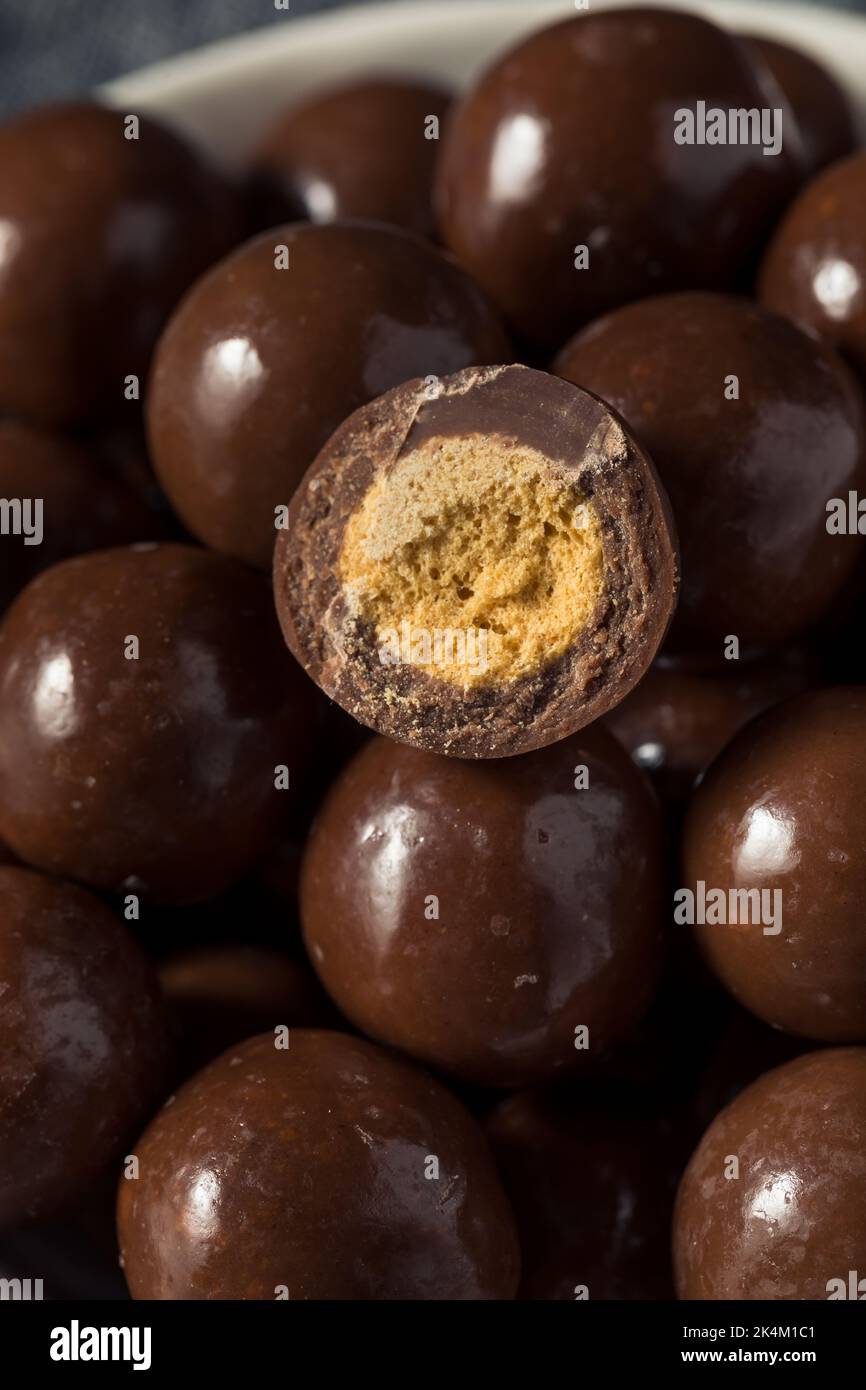 Sweet Chocolate Malted Milk Balls Ready to Eat Stock Photo - Alamy