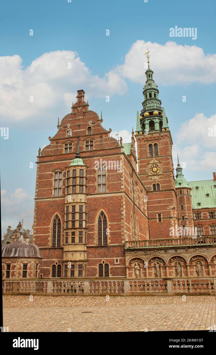Frederiksborg Castle in Denmark. Palace from early 17th century. Blue ...