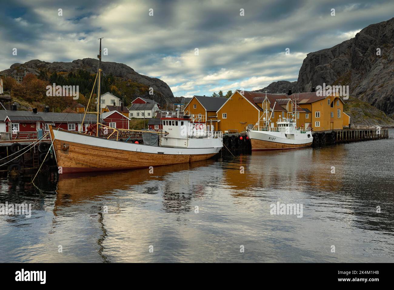 The small local fishing boats around Lofoten island. Lofoten, Norway ...