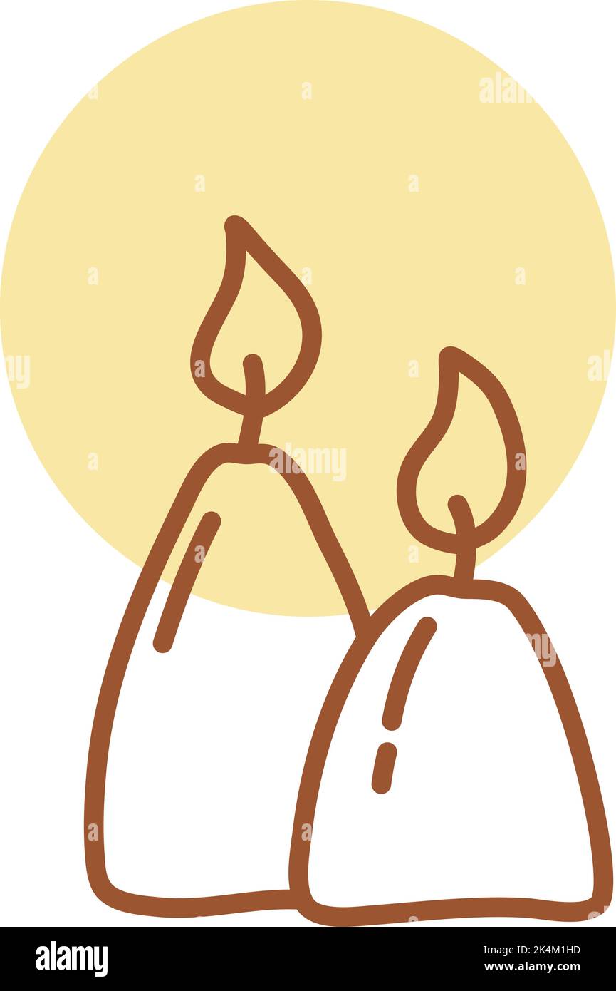 Two weird shaped candles, illustration, vector on a white background ...