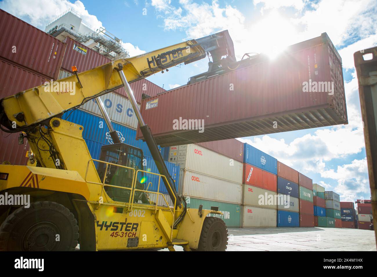 Odessa, Ukraine SIRCA 2018: reach stacker in the sea port. Reach ...