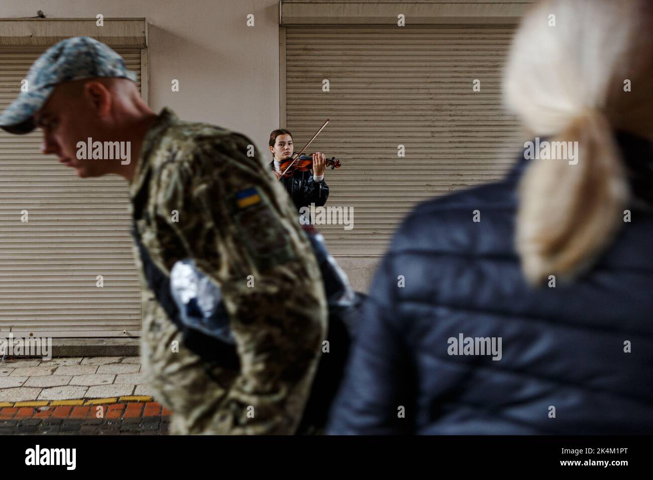 ZAKARPATTIA REGION, UKRAINE - OCTOBER 01, 2022 - People pass by a 17 ...