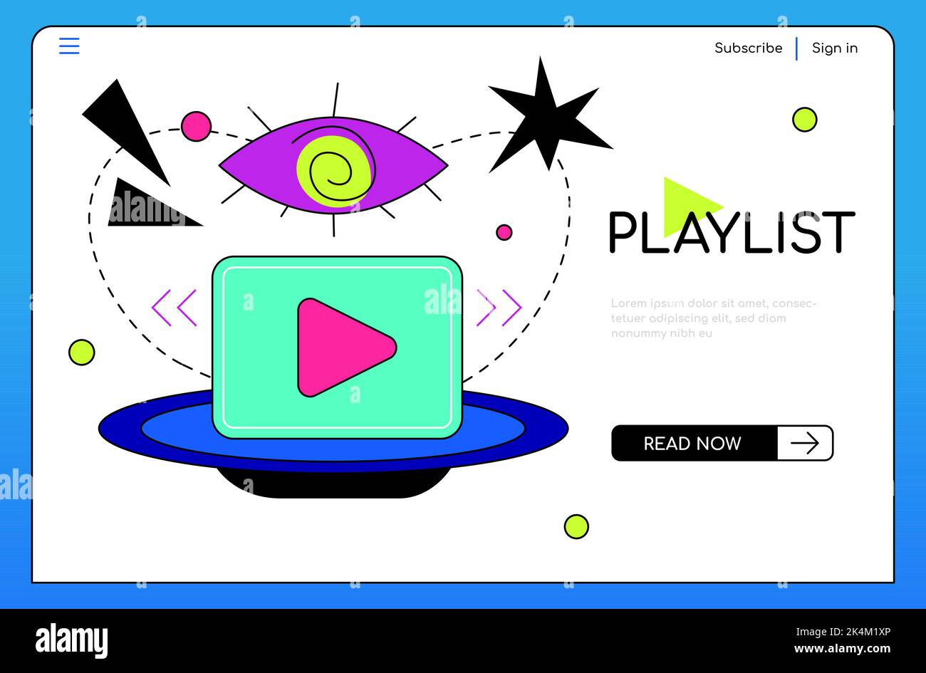 Playlist and video - colorful flat design style illustration Stock ...