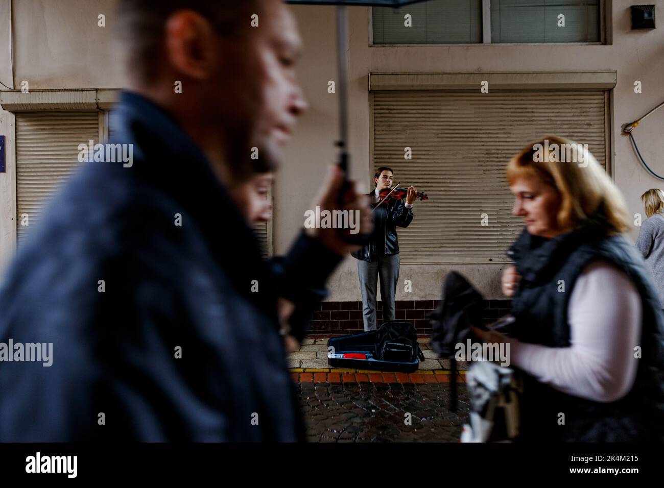 ZAKARPATTIA REGION, UKRAINE - OCTOBER 01, 2022 - People pass by a 17 ...