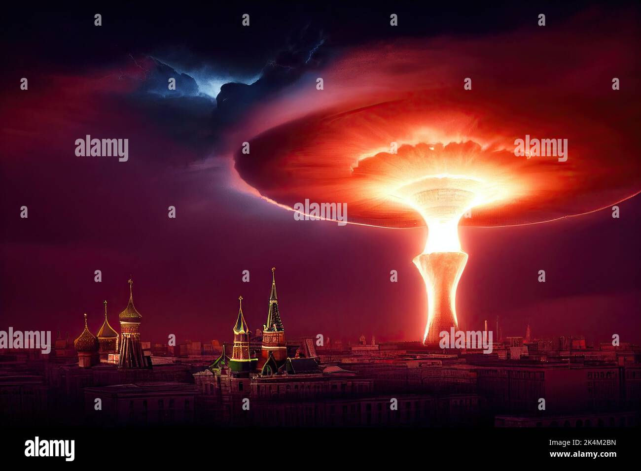 A nuclear explosion occurring in Moscow city of Russia during an ...