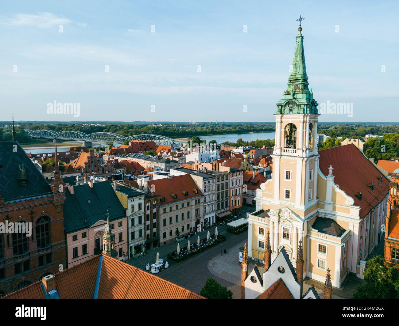Torun. Aerial View of Old City of Torun. Vistula ( Wisla ) River with ...