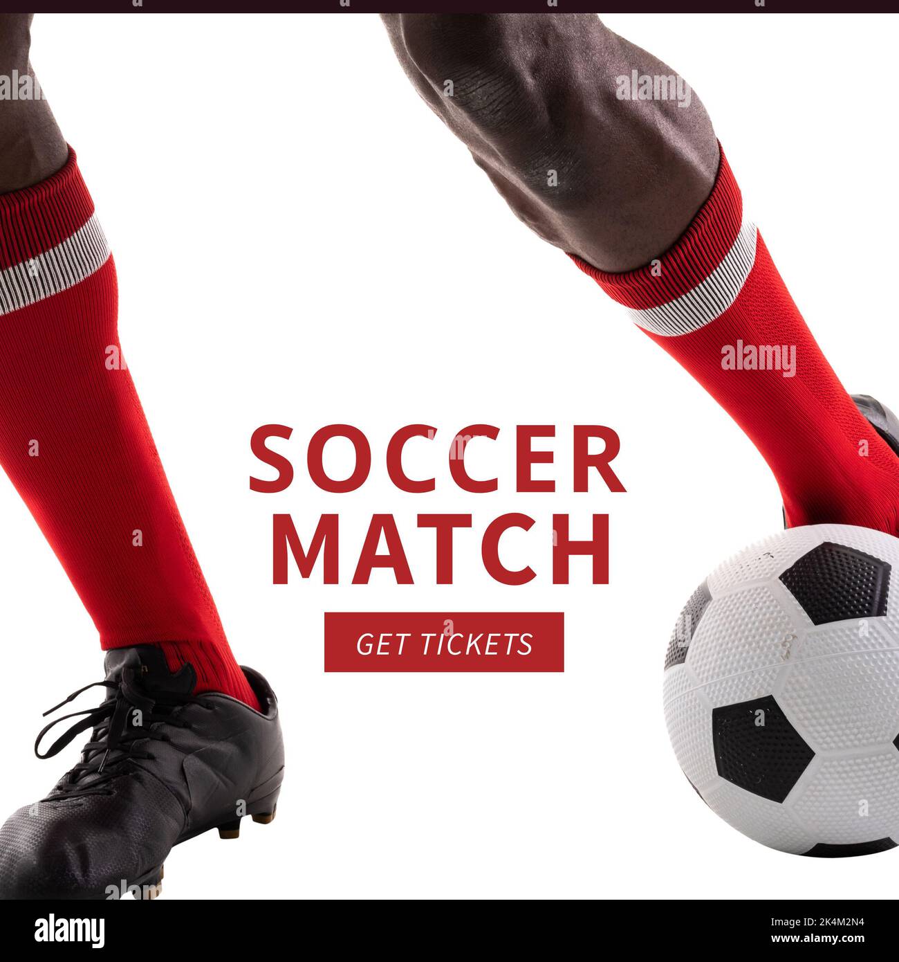 Composition of soccer match get tickets text and footballer with ...