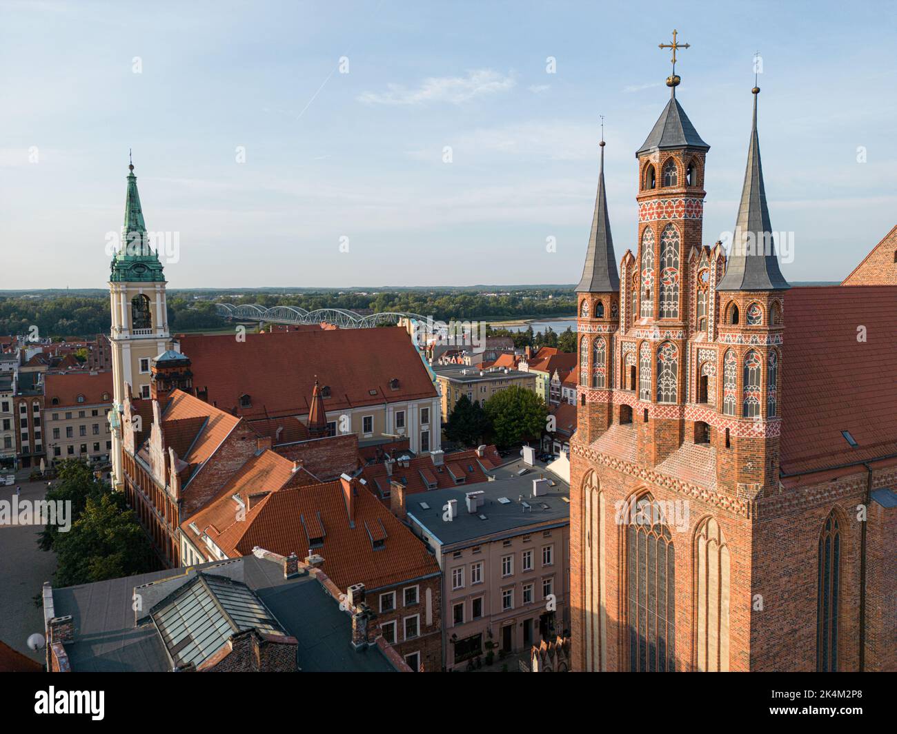 Torun. Aerial View of Old City of Torun. Vistula ( Wisla ) River with ...
