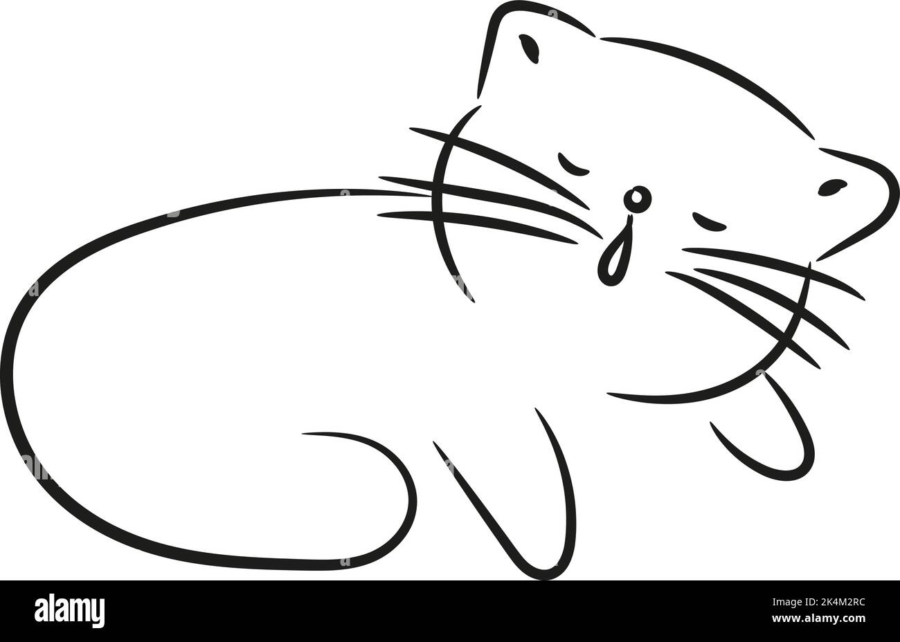 Tired cat, illustration, vector on a white background Stock Vector ...