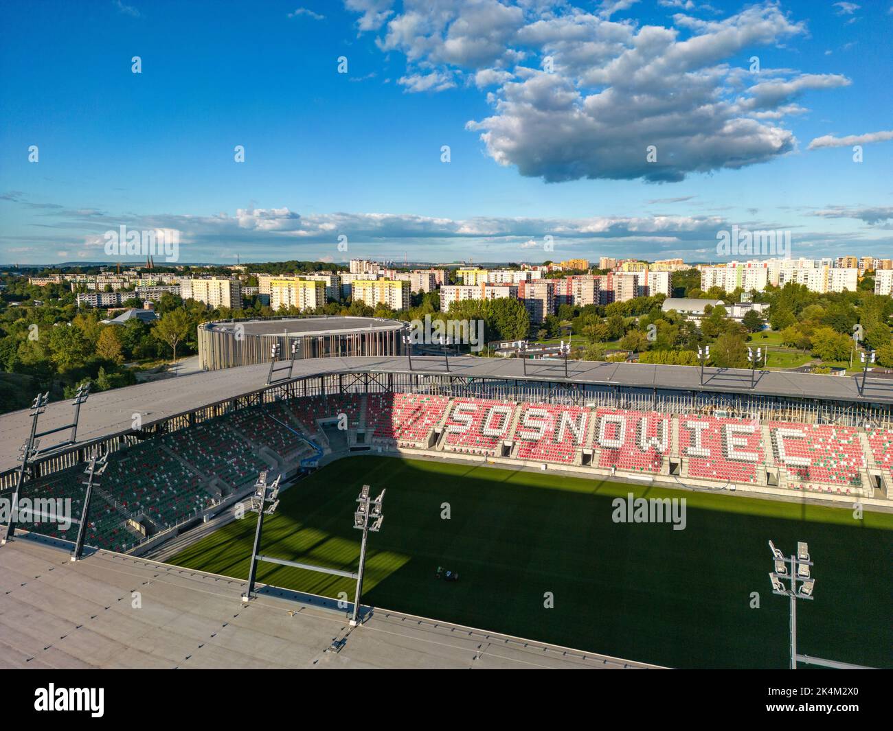 Aerial View of Stadium in Sosnowiec. Sosnowiec is largest city in the ...
