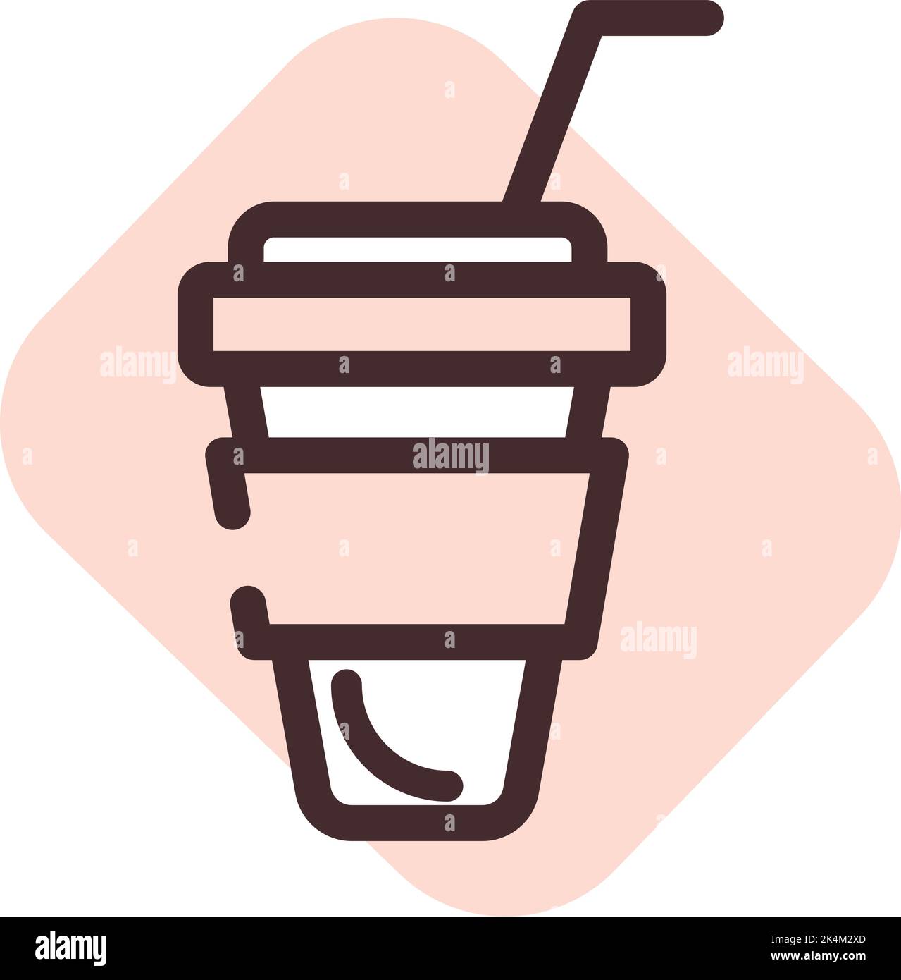 Coffee in a cup with straw, illustration, vector on a white background ...