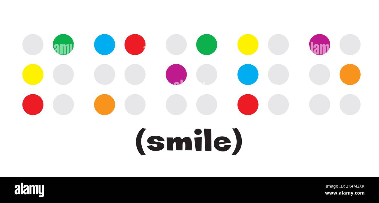 Slogan smlie to blindness language, letter visual braille code or ...