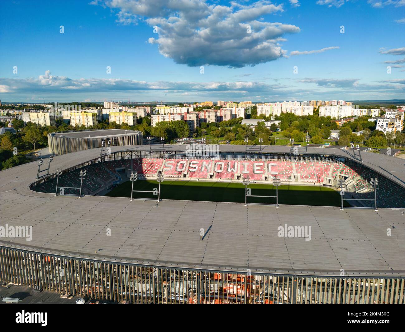 Aerial View of Stadium in Sosnowiec. Sosnowiec is largest city in the ...