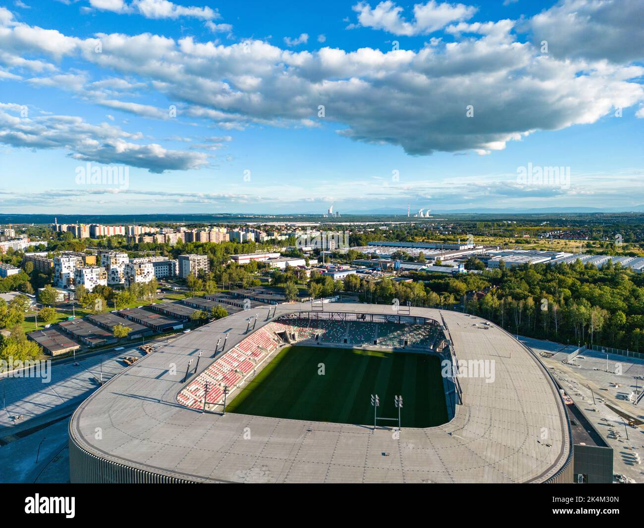 Aerial View of Stadium in Sosnowiec. Sosnowiec is largest city in the ...