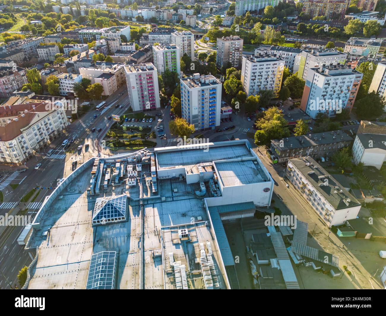 Aerial View of City Center of Sosnowiec. The largest city in the ...