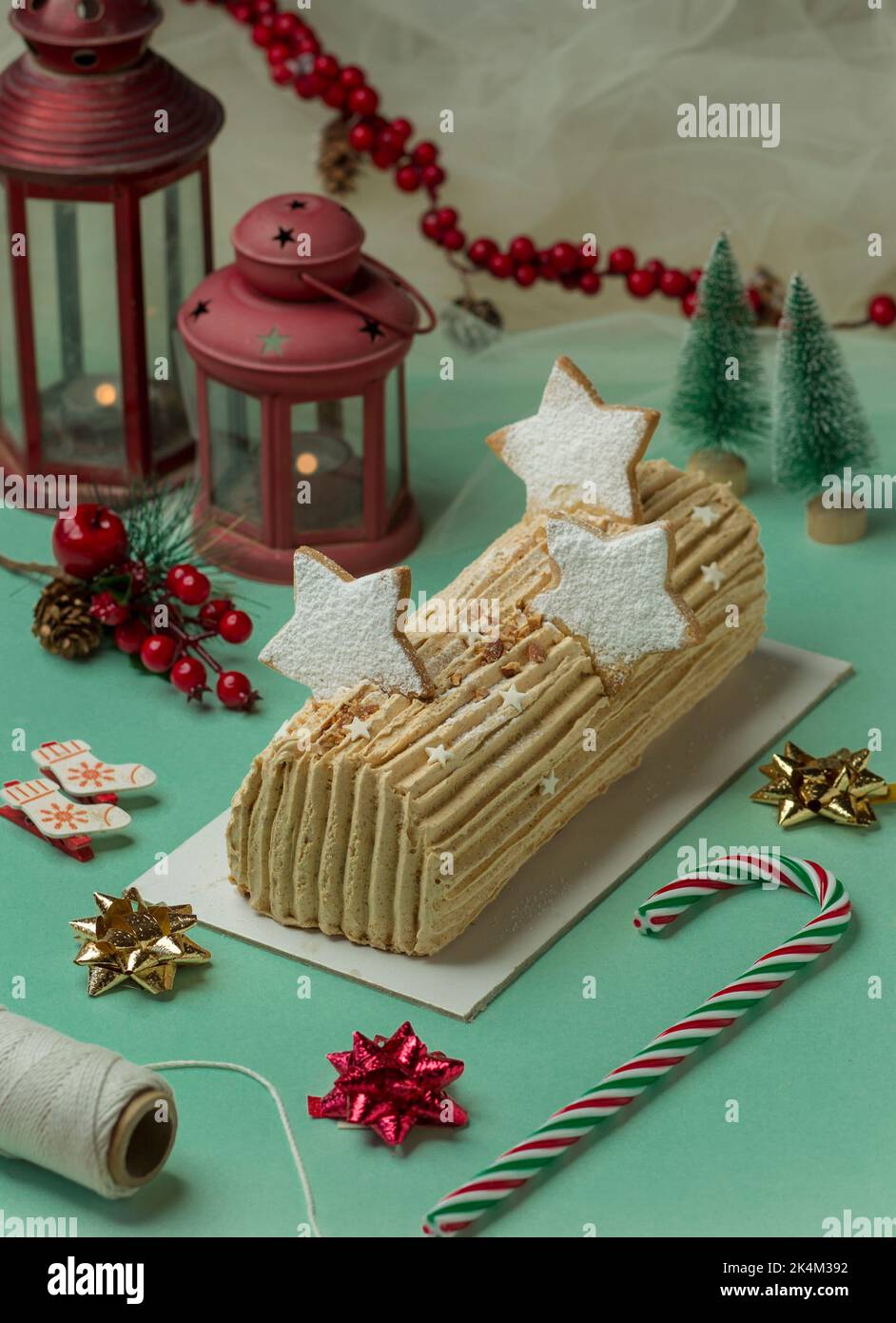 The Christmas Buche de Noel (Yule Log) cake Stock Photo - Alamy