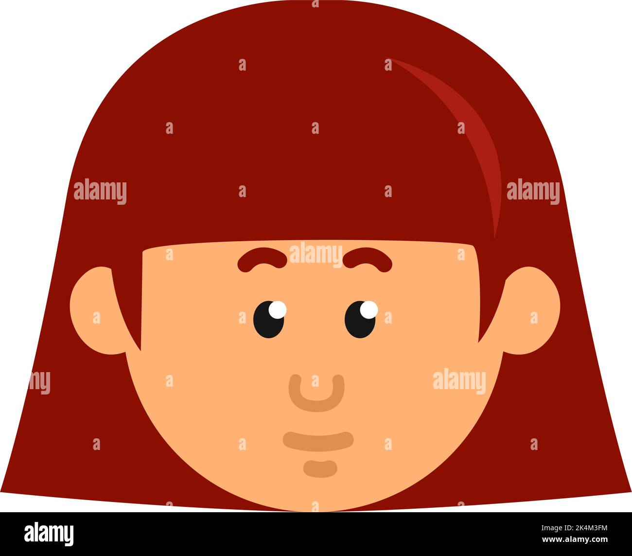 Girl with short red hair and bangs, illustration, vector on a white ...