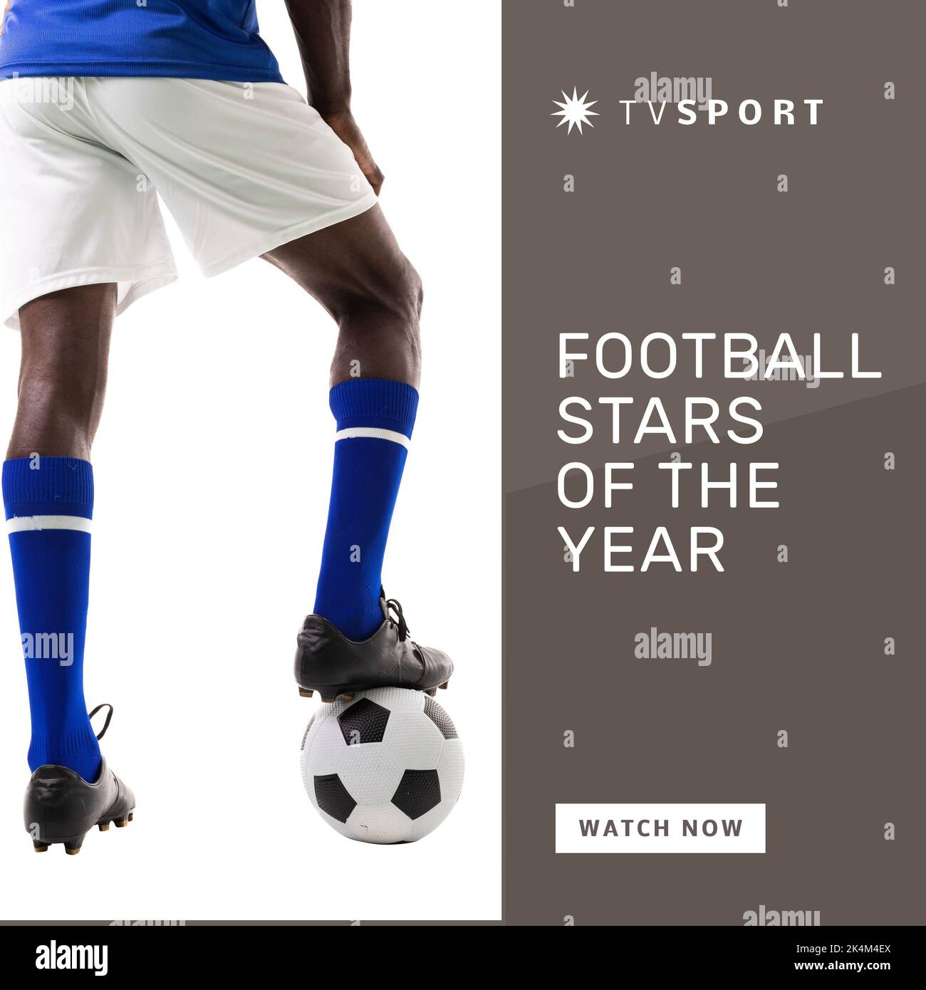 Square image of football stars of the year and legs of african american ...
