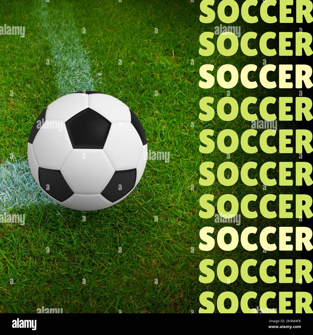 Square image of multiplied soccer and soccer ball on grass Stock Photo ...