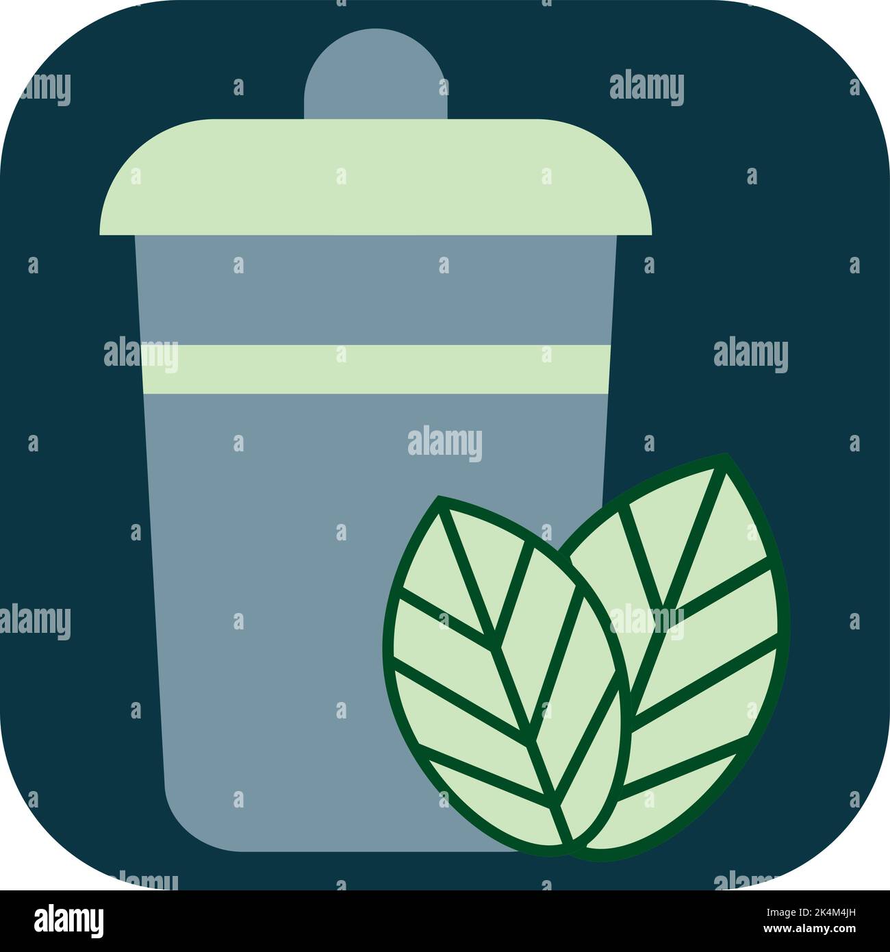 Trash bin with leaves, illustration, vector on a white background Stock ...