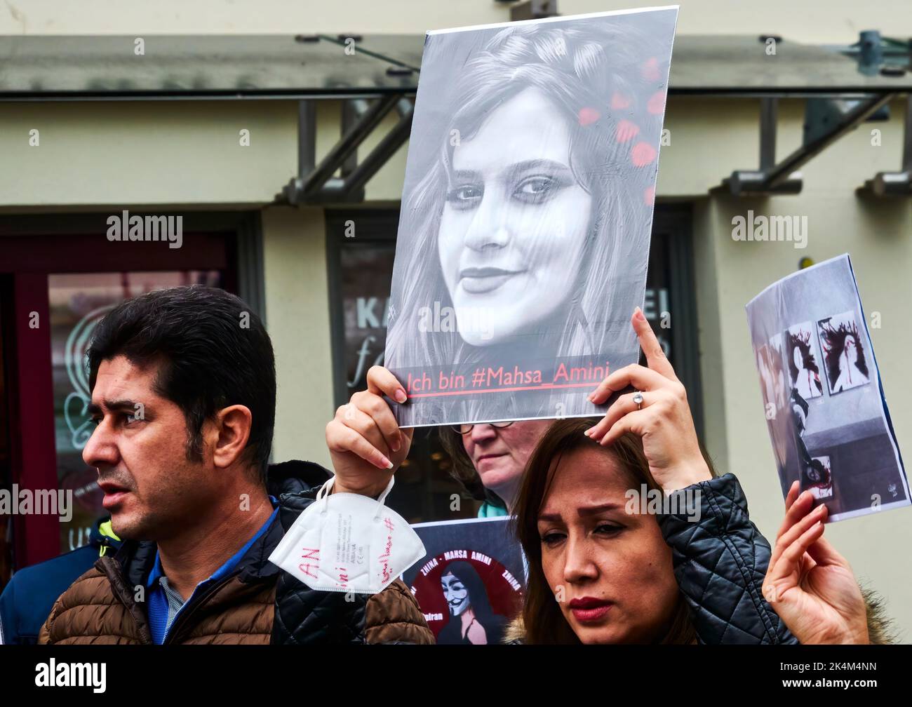 Braunschweig, Germany, October 1, 2022: Demonstrator with sad ...