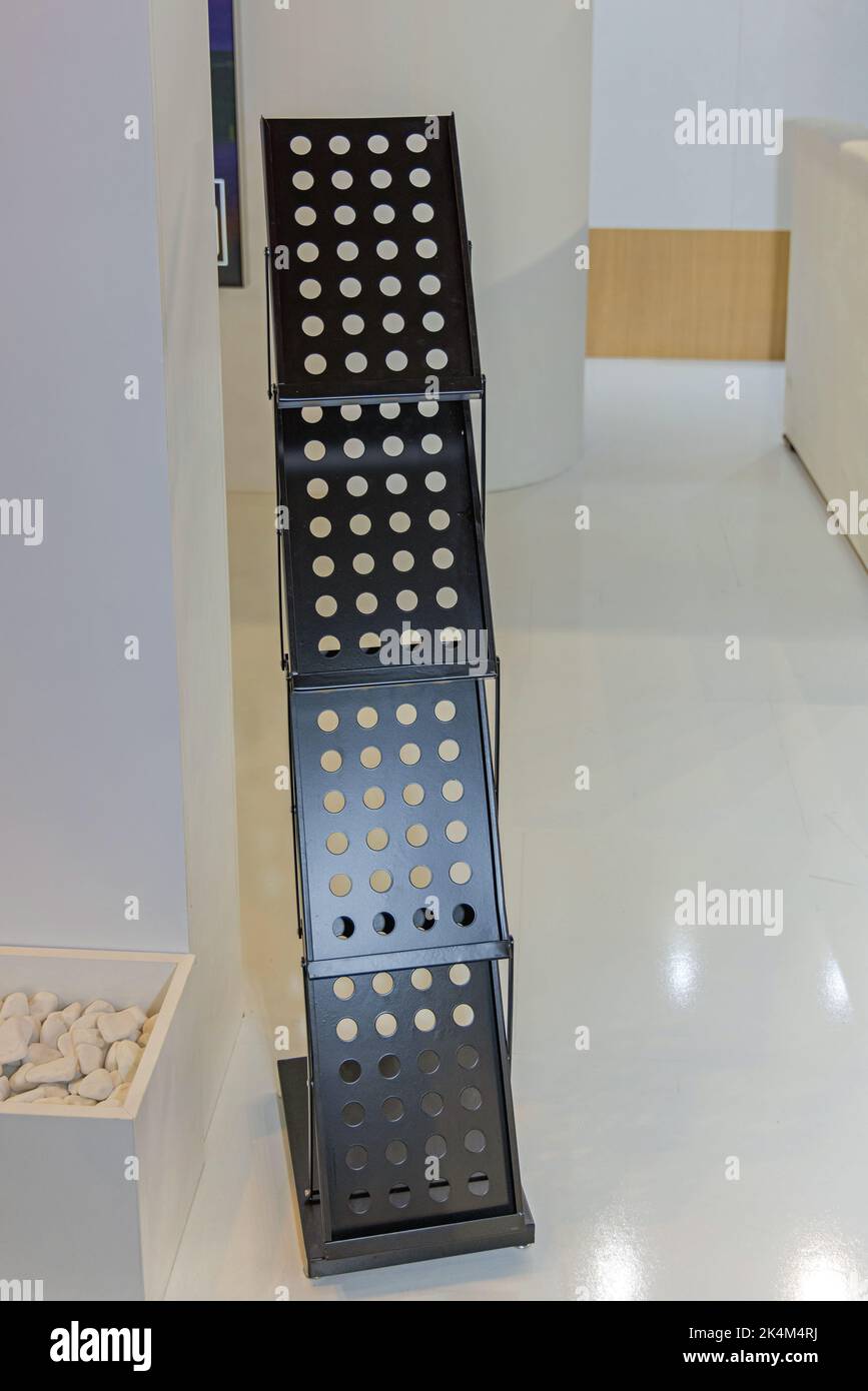 Empty Magazine Catalogs Brochure Holder Floor Stand Stock Photo - Alamy