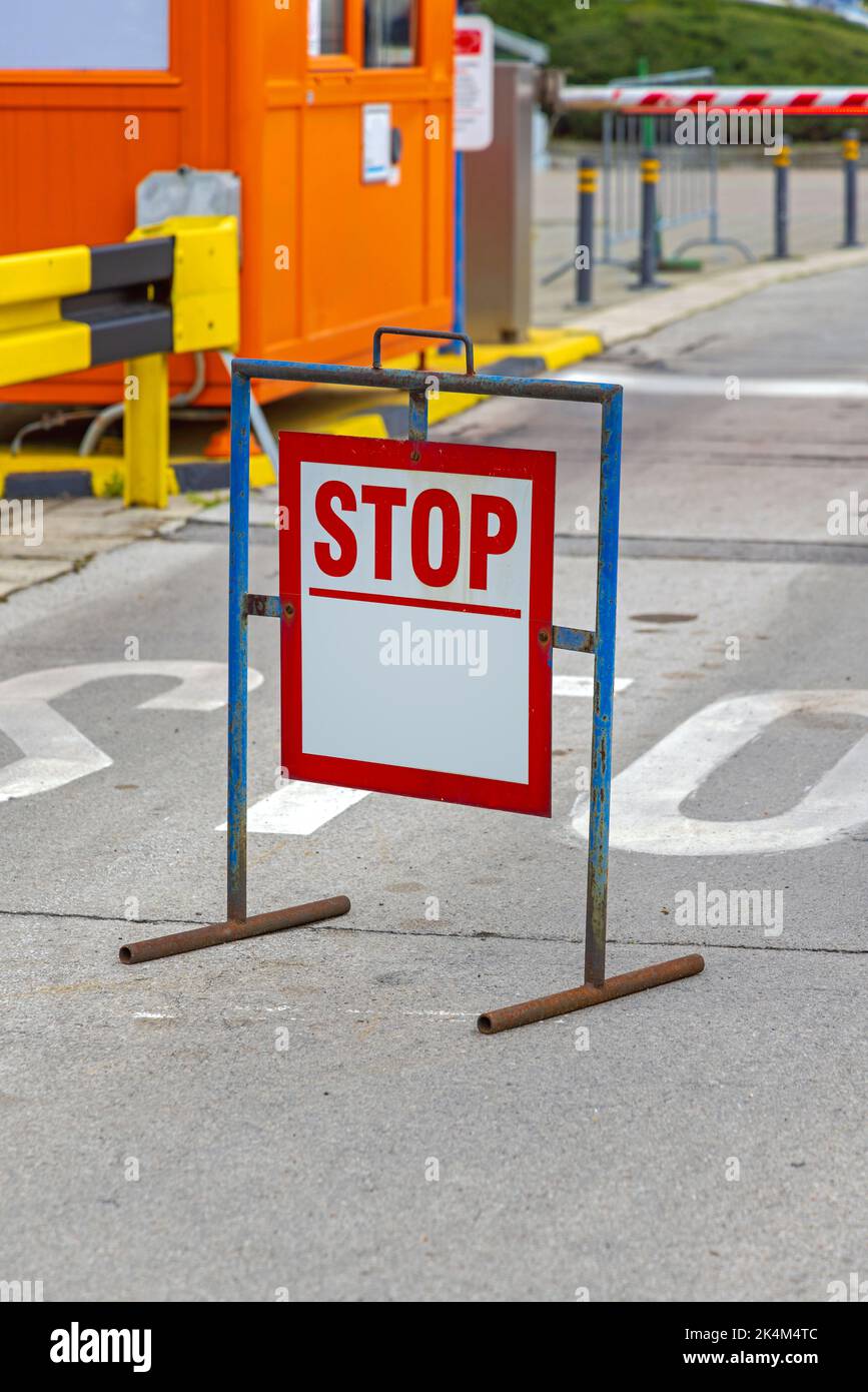 Temporary Metal Sign Stop Ramp Closed Position Stock Photo - Alamy