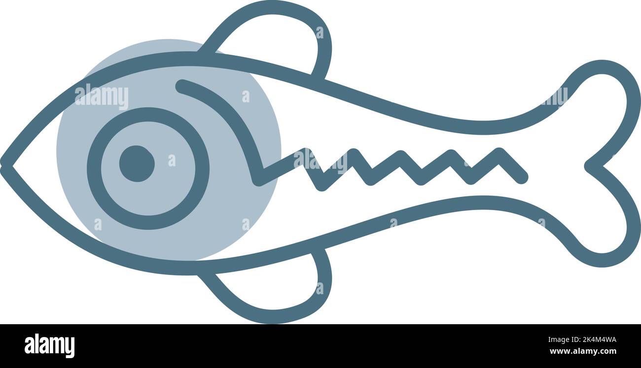 Blue fish with line, illustration, vector on a white background Stock ...