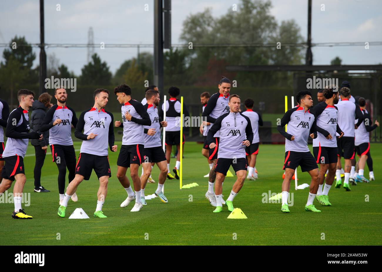 Liverpool players during a training session at the AXA Training Centre ...