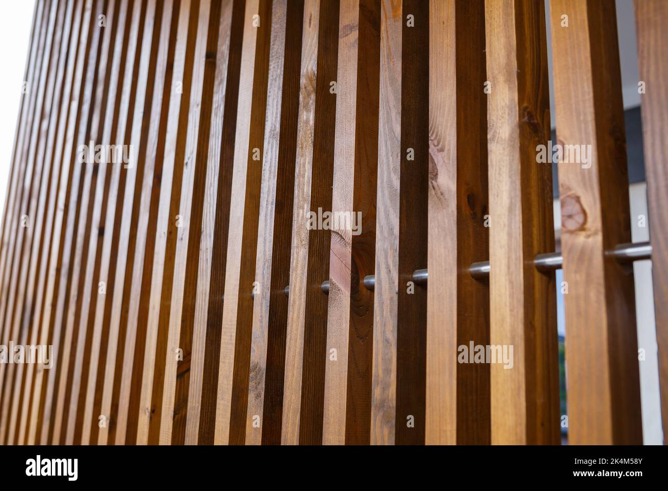 Wall made of wooden slats, natural materials for renovation Stock Photo ...