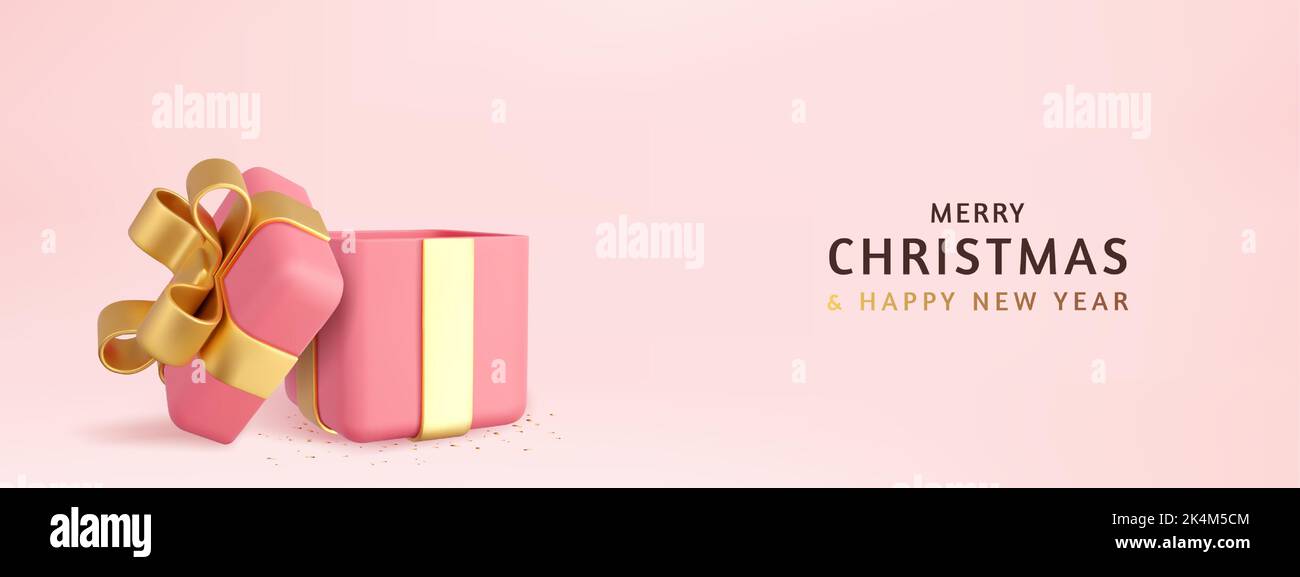 3d Christmas Empty Open gift box template Stock Vector Image & Art - Alamy