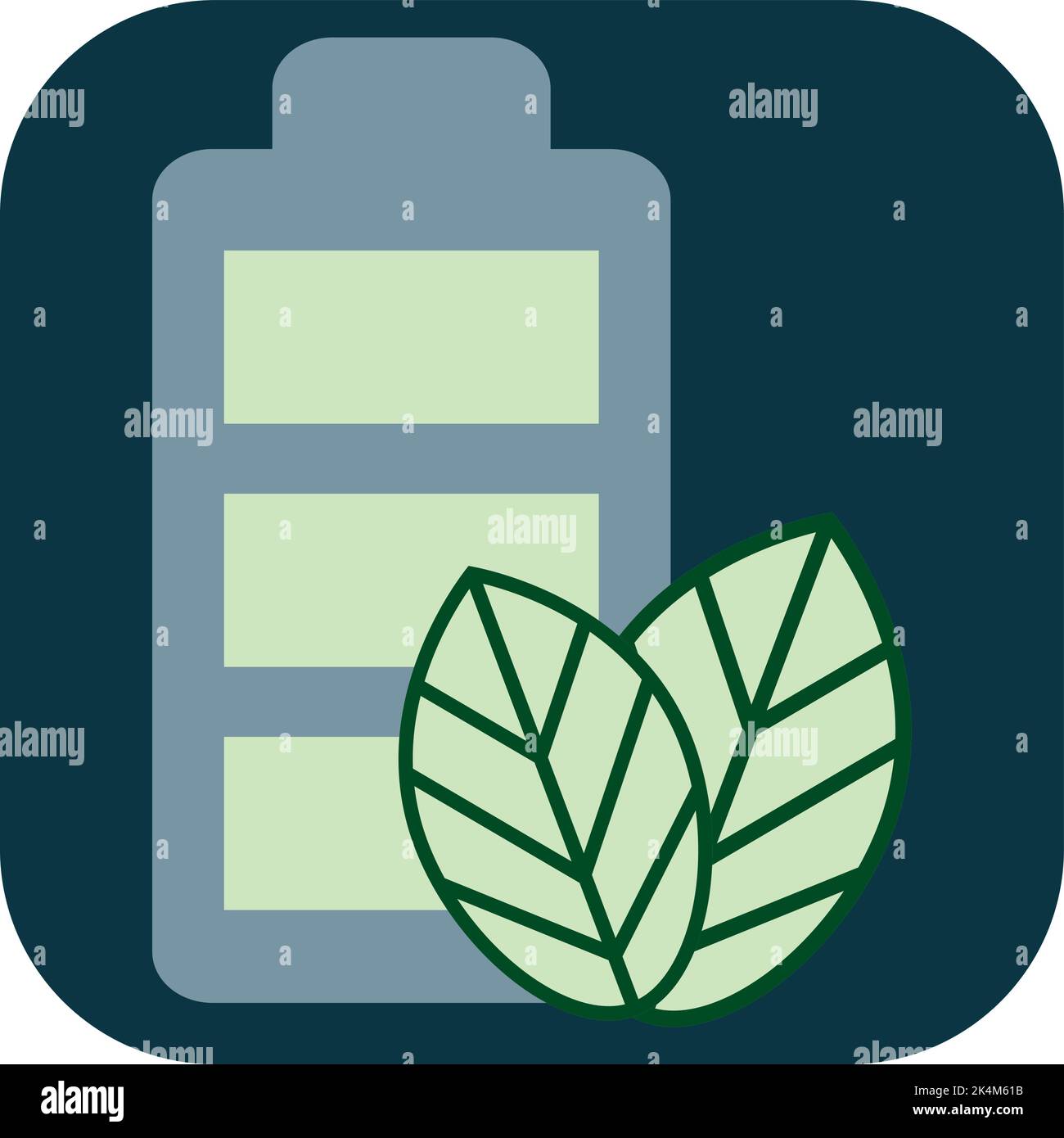 Battery with leaves, illustration, vector on a white background Stock ...