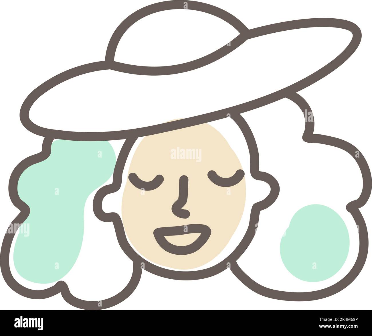 Grandma with fancy big hat, illustration, vector on a white background ...