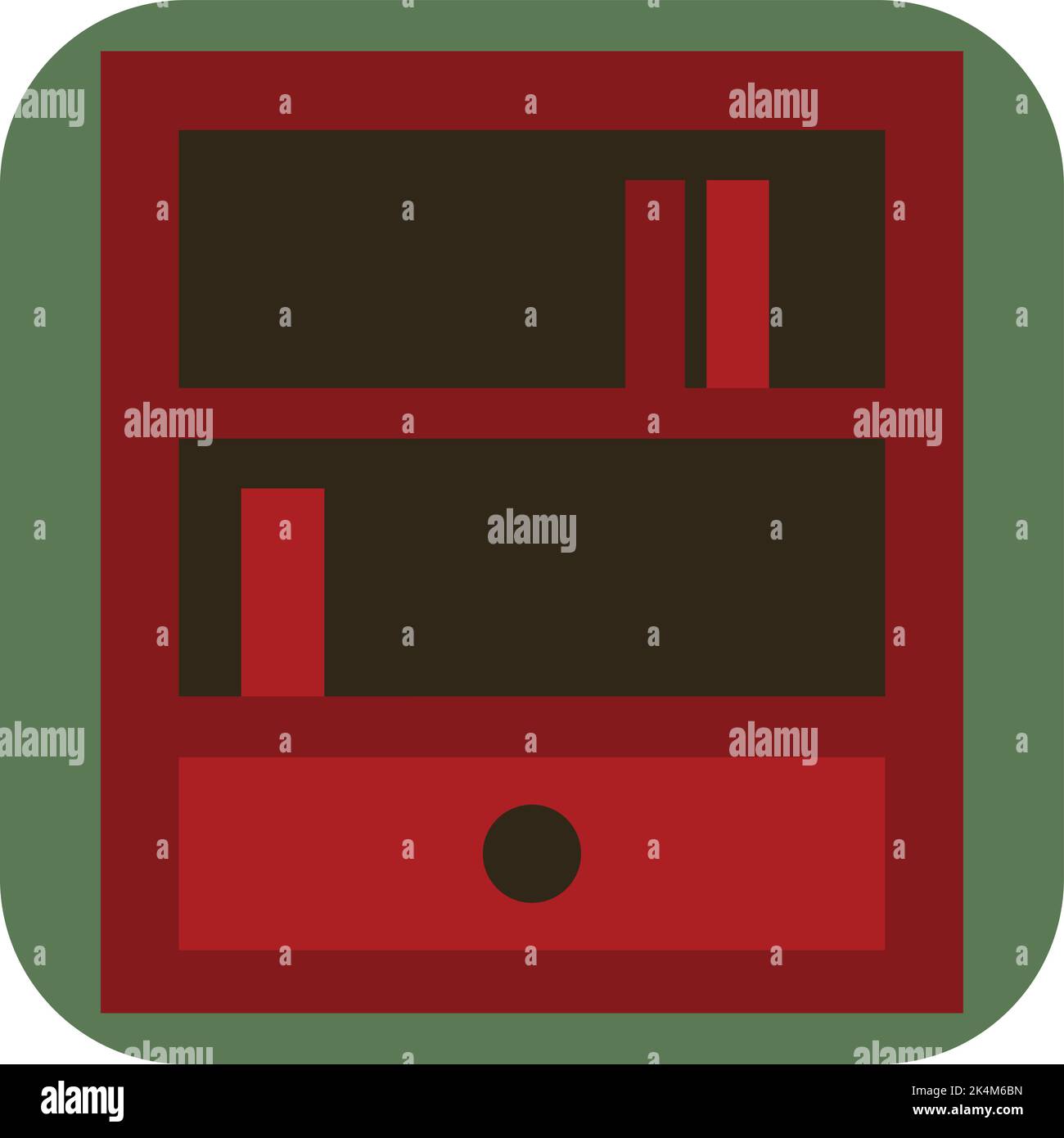 Red bookshelf, illustration, vector on a white background Stock Vector ...