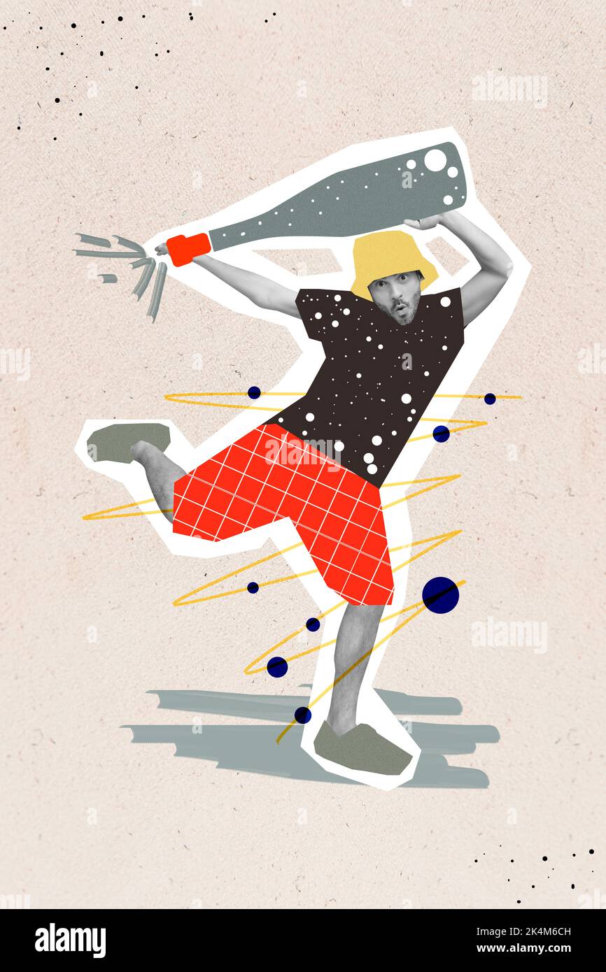 Creative photo 3d collage poster postcard artwork of happy boy have fun ...