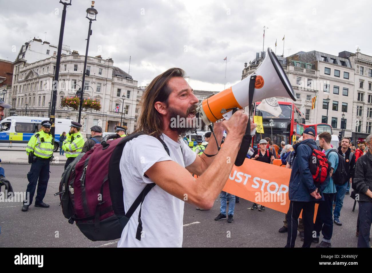 London, England, UK. 3rd Oct, 2022. Just Stop Oil protesters block the ...