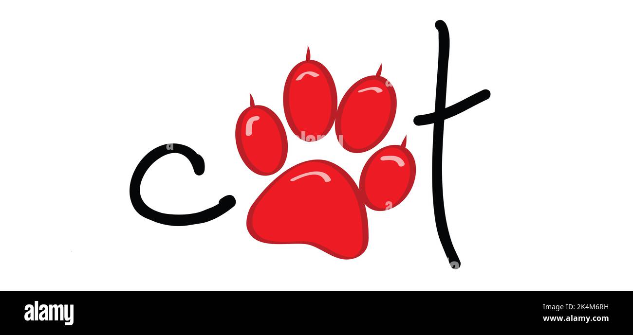 Slogan cat with footstep. Footsteps pictogram. Foot, feet print icon ...