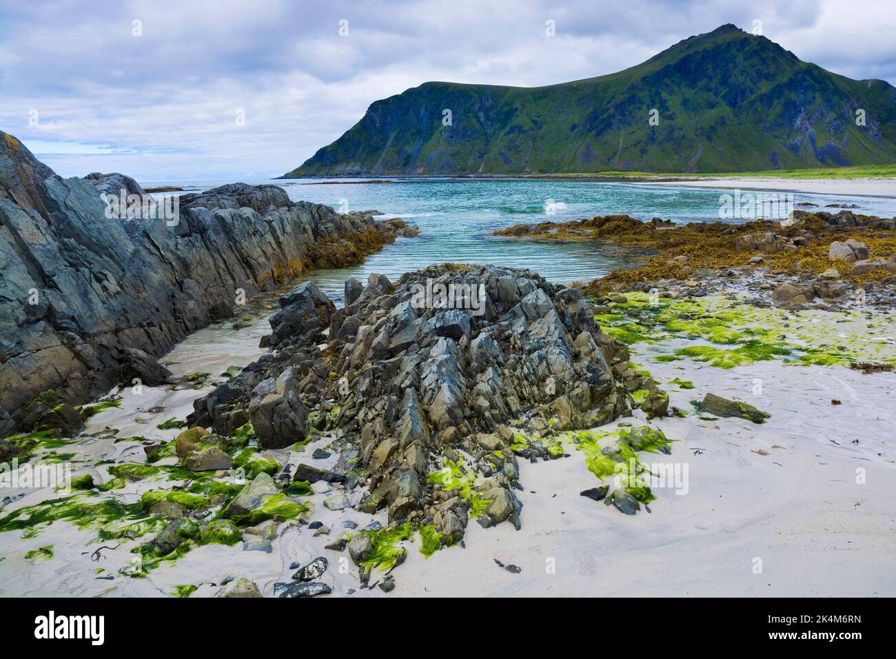 Skagsanden beach in Flakstad, Lofoten, Norway Stock Photo - Alamy