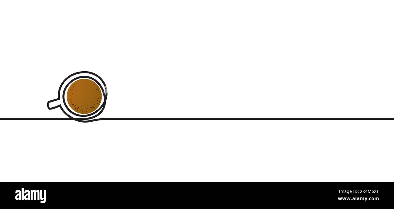 Cup of coffee line drawing. Flat vector sign Stock Photo - Alamy